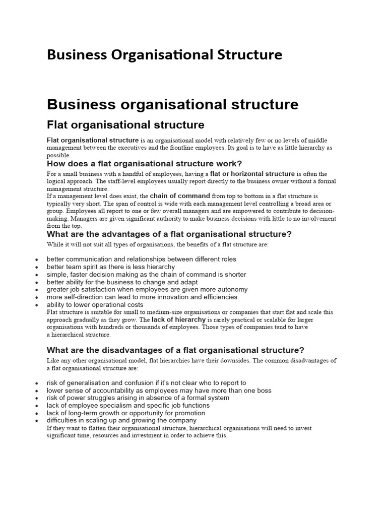 Business Organisational Structure | PDF | Organizational Structure ...