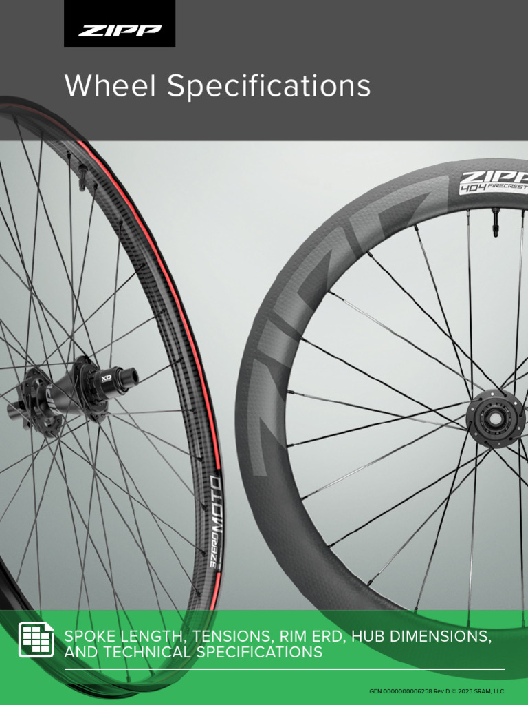 Zipp Wheel Specifications | PDF | Wheeled Vehicles | Vehicle Technology