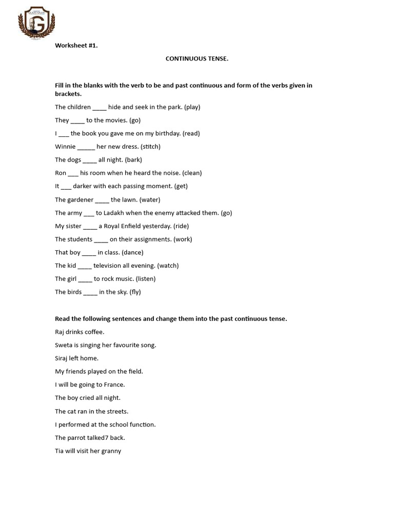 Past Continuous Tense Worksheet | PDF | Language Arts & Discipline