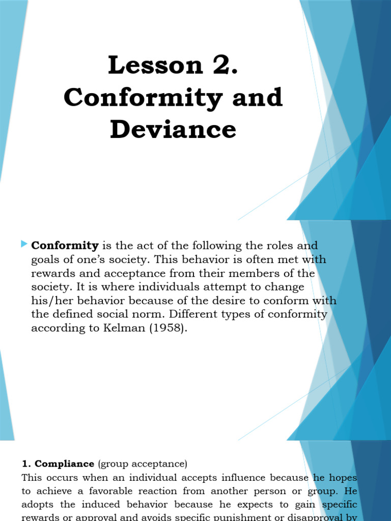 Lesson 2. Conformity and Deviance | PDF | Deviance (Sociology) | Conformity