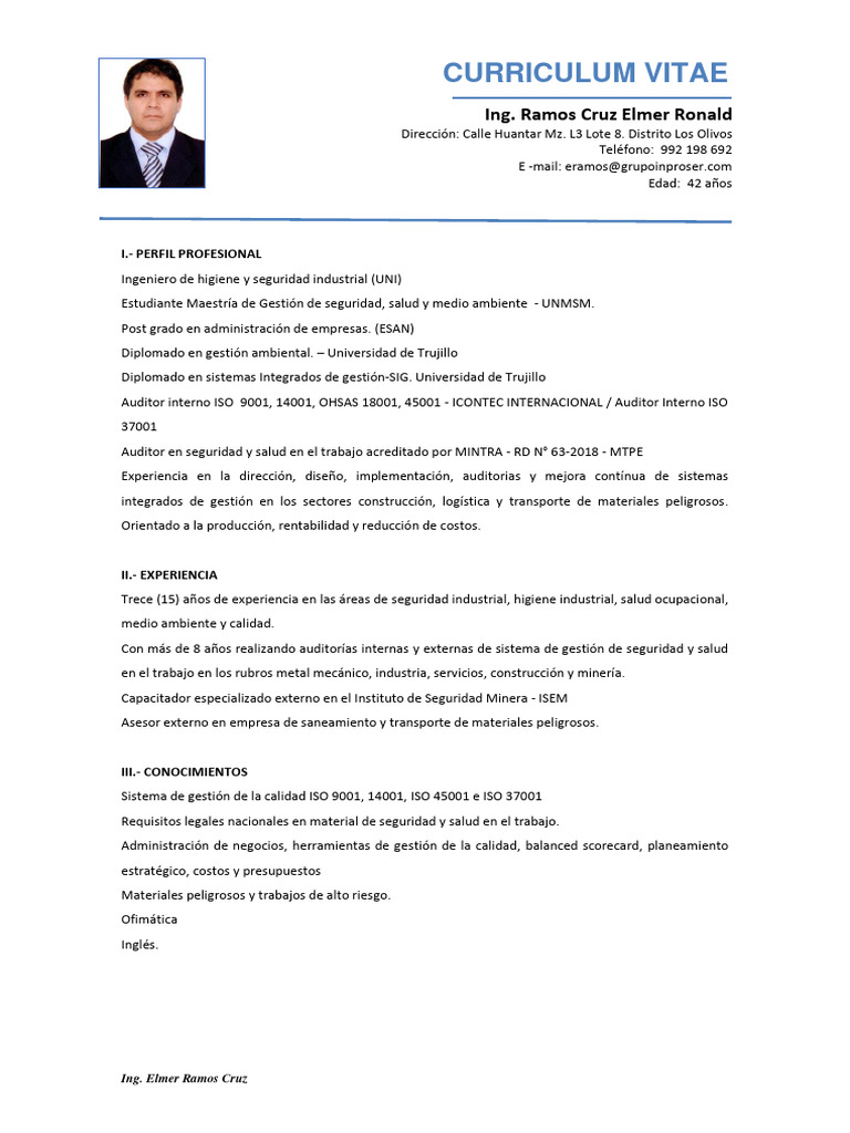 CV Elmer Ramos. - 2023 | PDF | Business