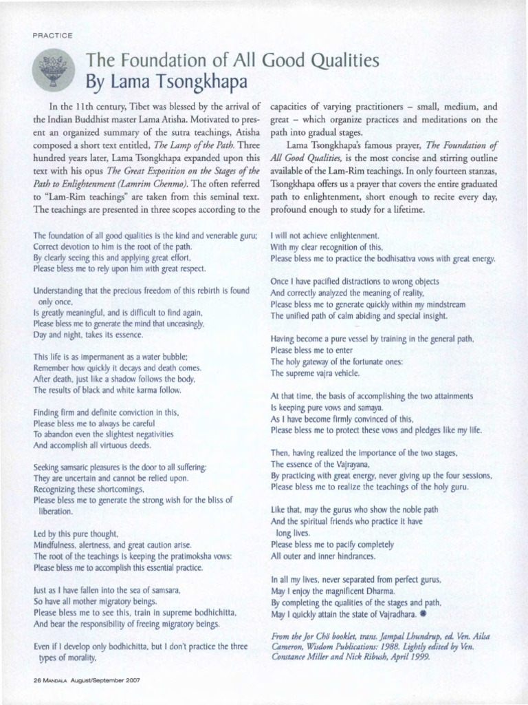 Foundation of All Good Qualities | PDF | Spirituality | Vajrayana