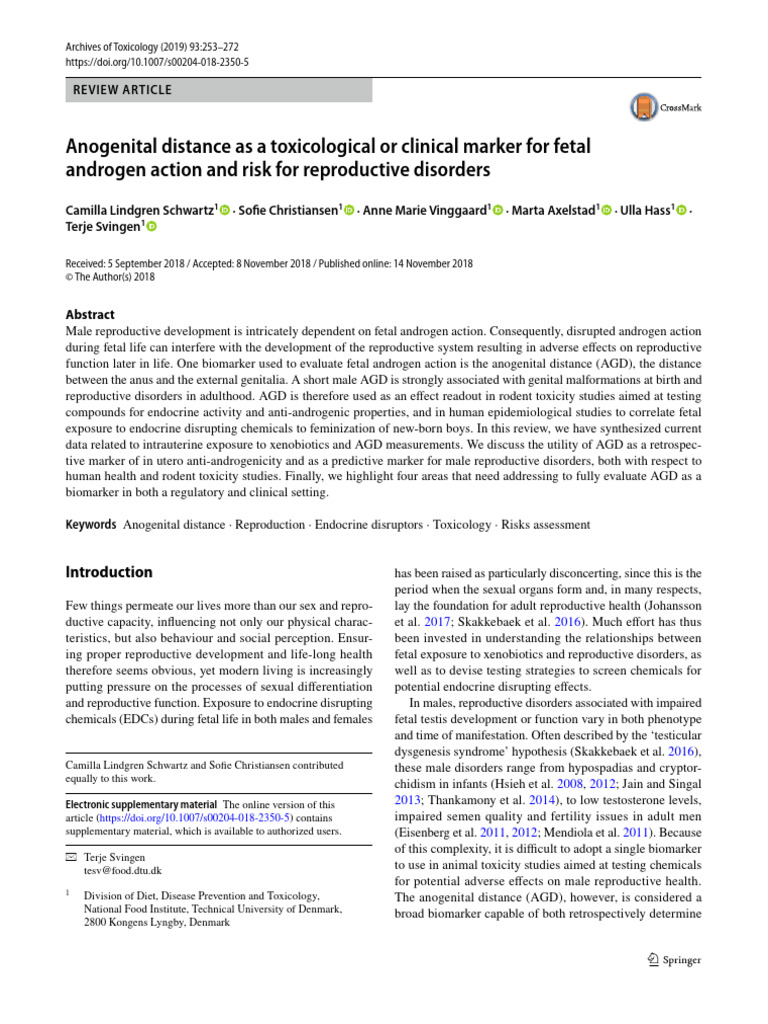 Schwartz2018 Anogenital Distance As A Toxicological or Clinical Marker ...
