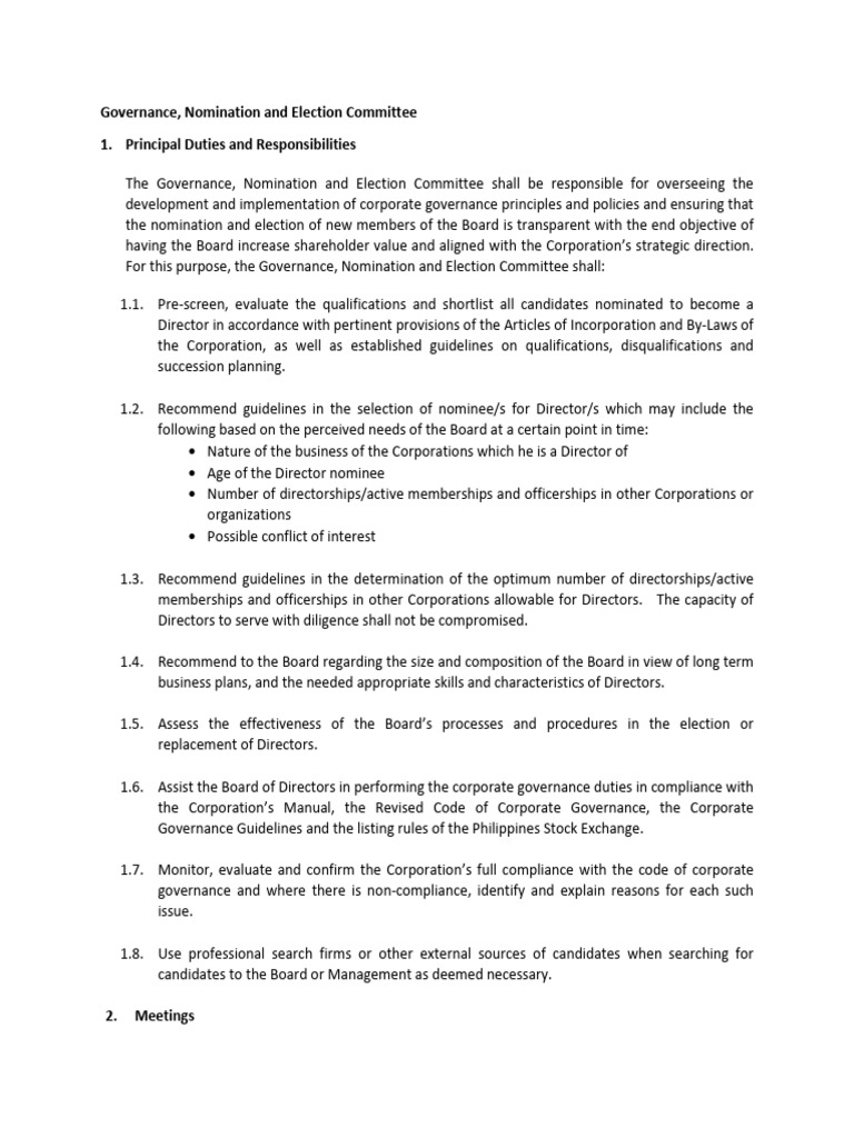 5.2 - Governance, Nomination and Election Committee | PDF | Board Of ...