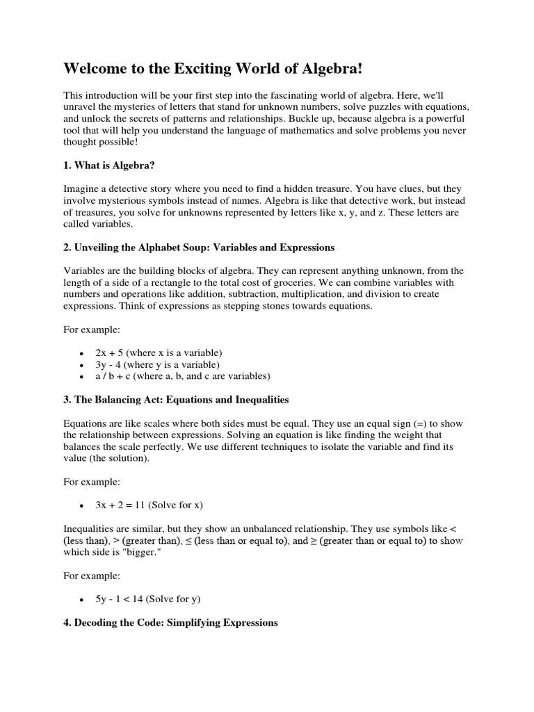 Algebra 101 | PDF | Equations | Algebra