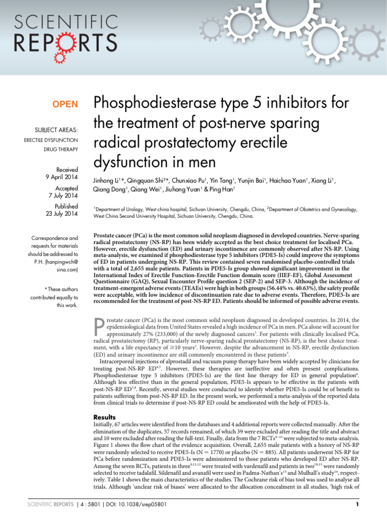 Phosphodiesterase Type 5 Inhibitors For The Treatment of Post Nerve ...