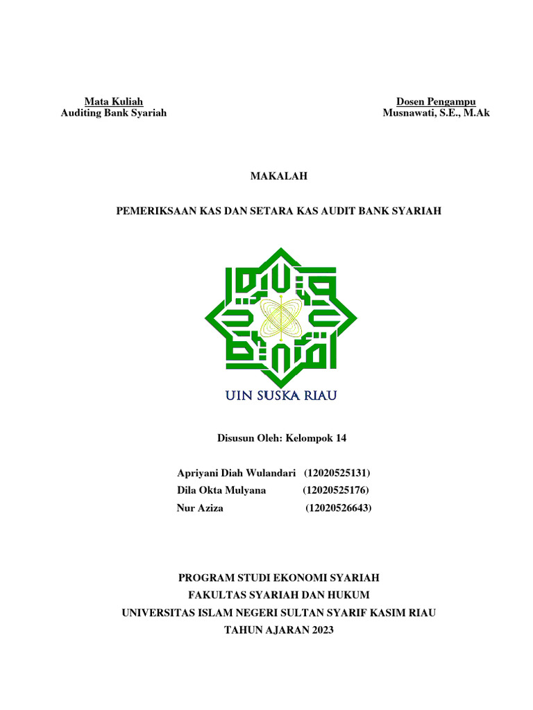 Apriyani KLP 14 Auditing | PDF | Pengelolaan Keuangan & Uang