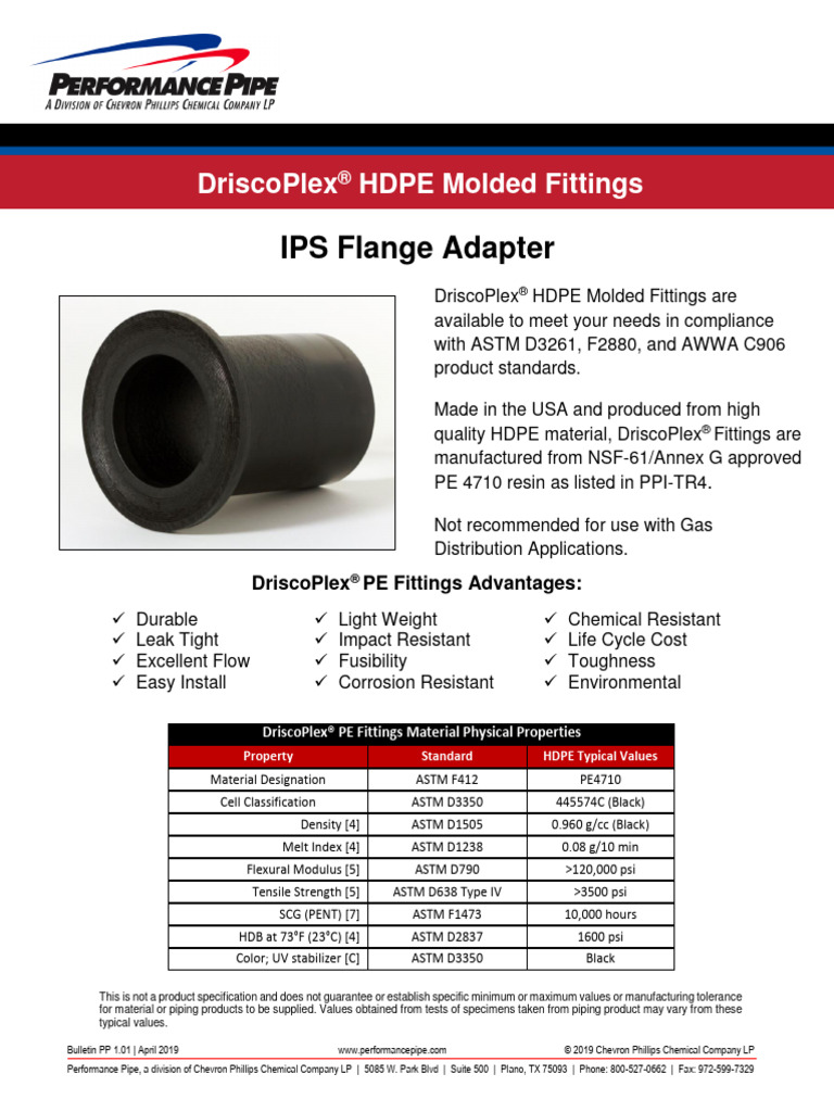 PP101 IPSFlange Adapter | PDF | Physical Sciences | Building Materials