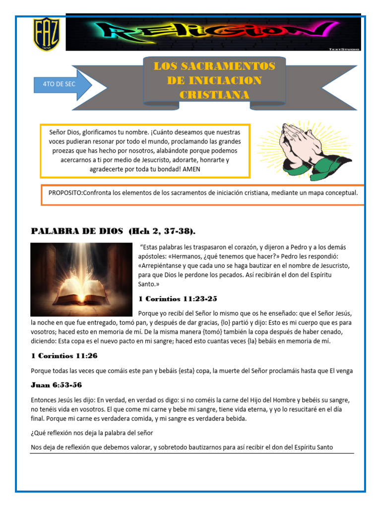 Sacramentos de Iniciacion Cristiana | PDF | eucaristía | Bautismo