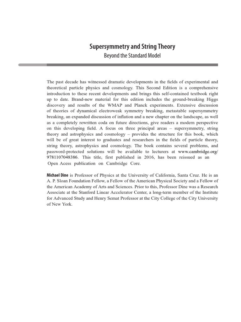 Supersymmetry and String Theory: Beyond The Standard Model | PDF ...