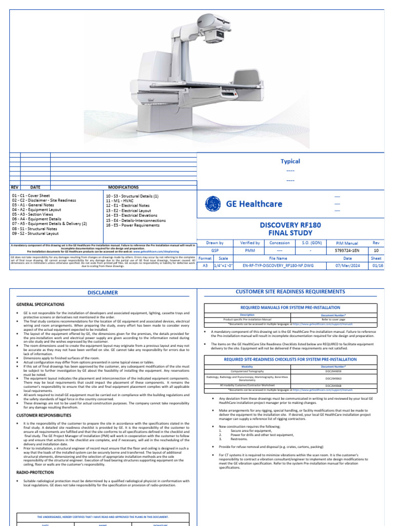 GE Discovery RF180 Installation Guide | PDF | Specification (Technical ...