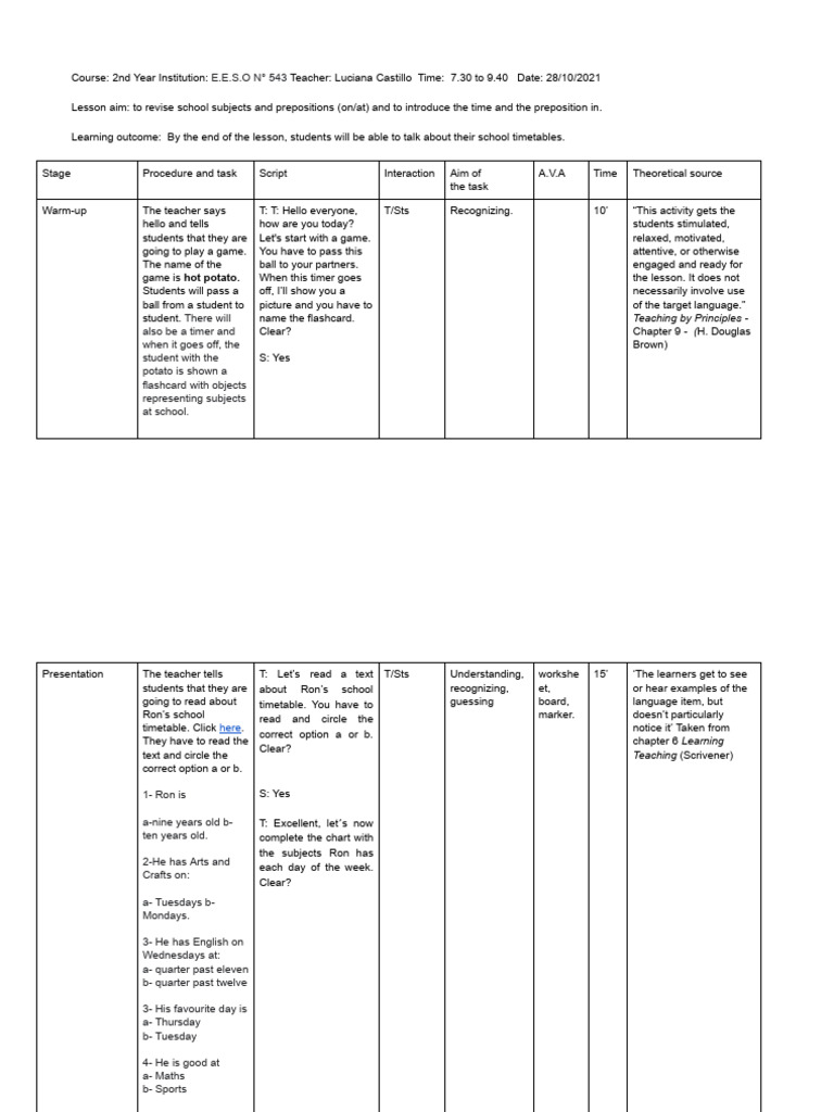 Sample Lesson Plan 1 | PDF | Teachers | Learning