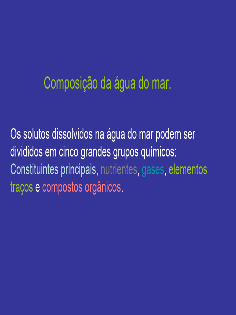 Composição Química da Água do Mar | PDF | Dióxido de carbono | Água do mar
