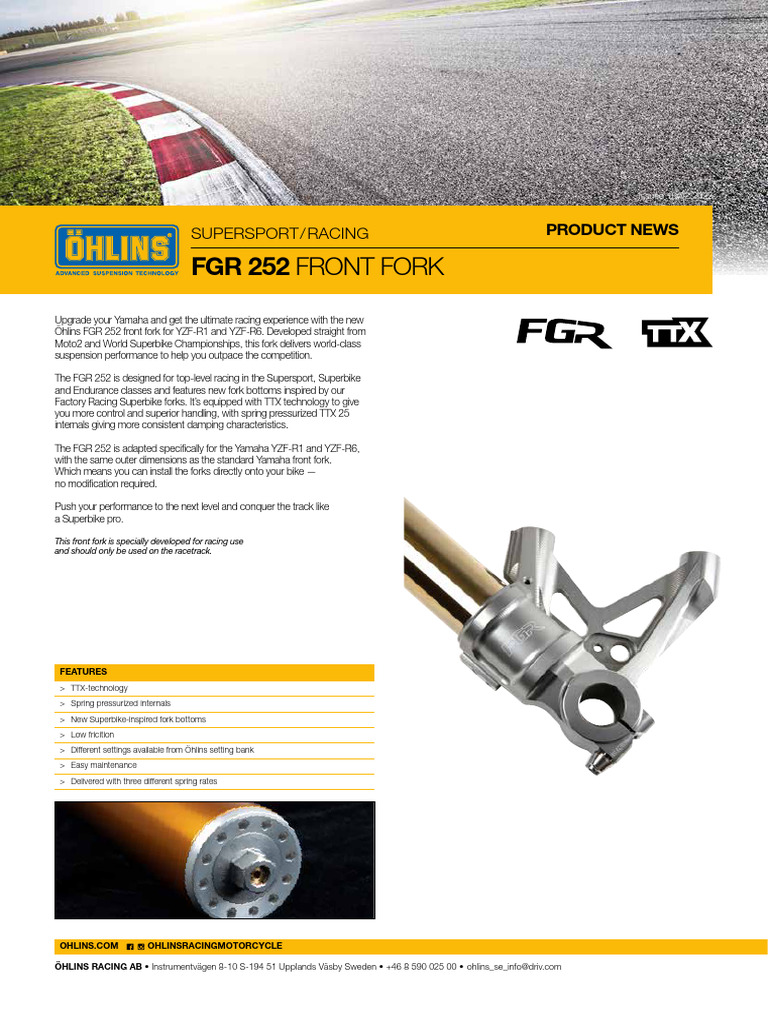 Öhlins FGR 252 Front Fork for Yamaha | PDF