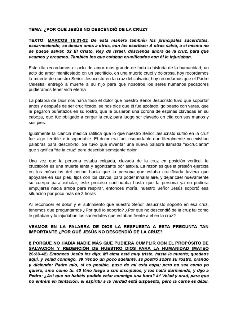 ¿Por Que Jesus No Descendio de La Cruz | PDF | Cristo (título) | Pecado
