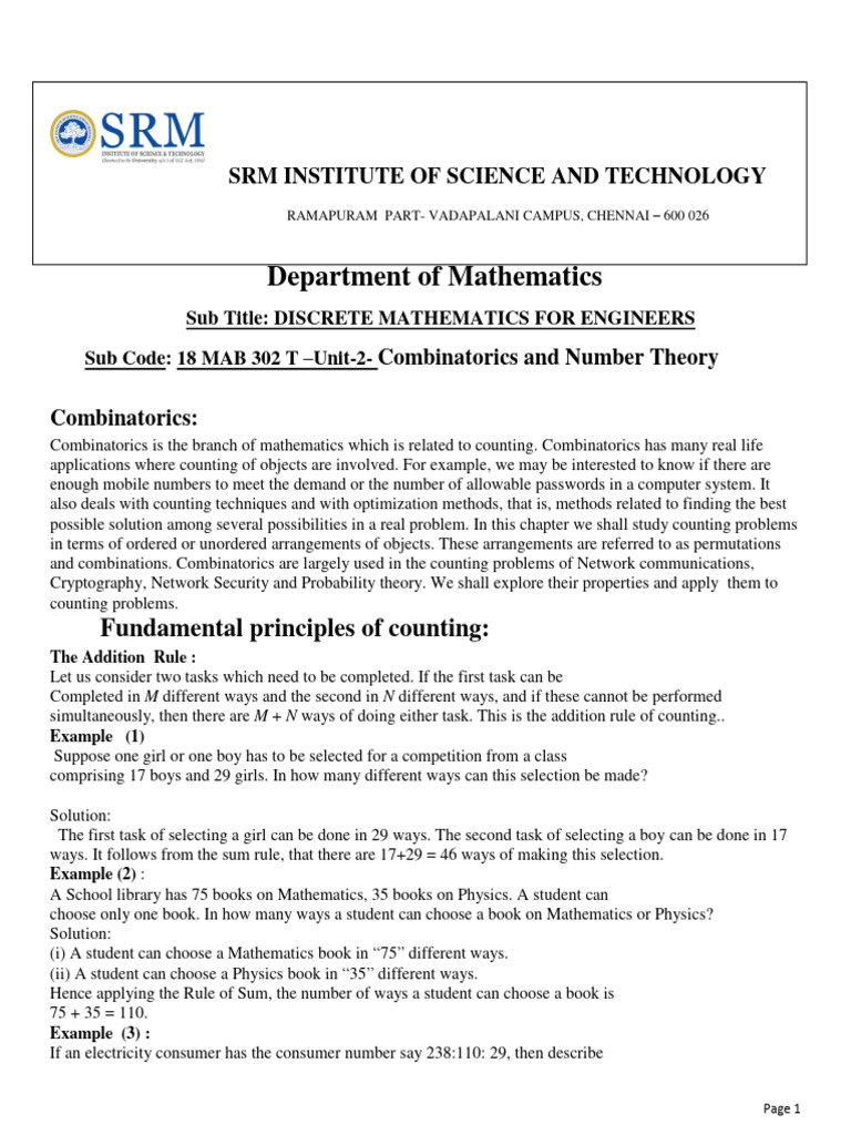 18 MAB - 302 T Unit-2 QB | PDF | Elementary Mathematics | Mathematical ...