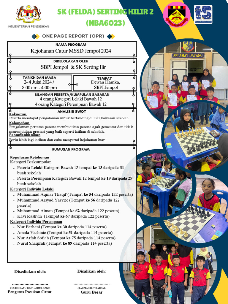 Opr Kejohanan Catur MSSD Jempol 2024 | PDF