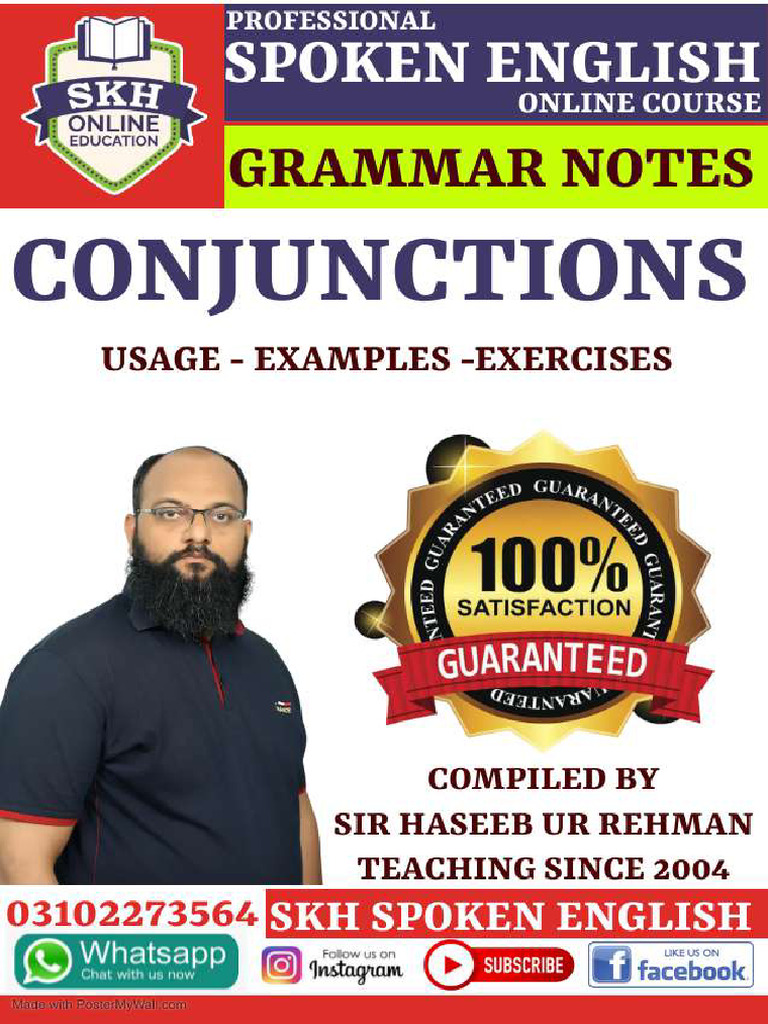 SKH Conjunction Notes | PDF | English Language | Sentence (Linguistics)