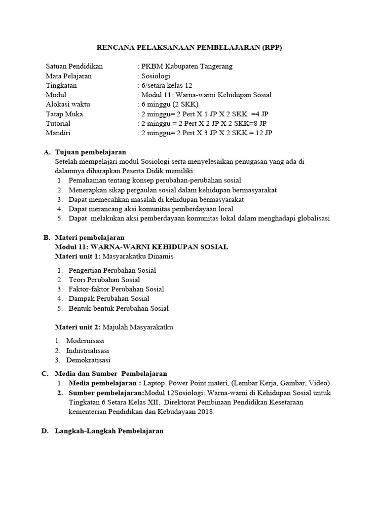 Contoh RPP Berbasis Modul | PDF