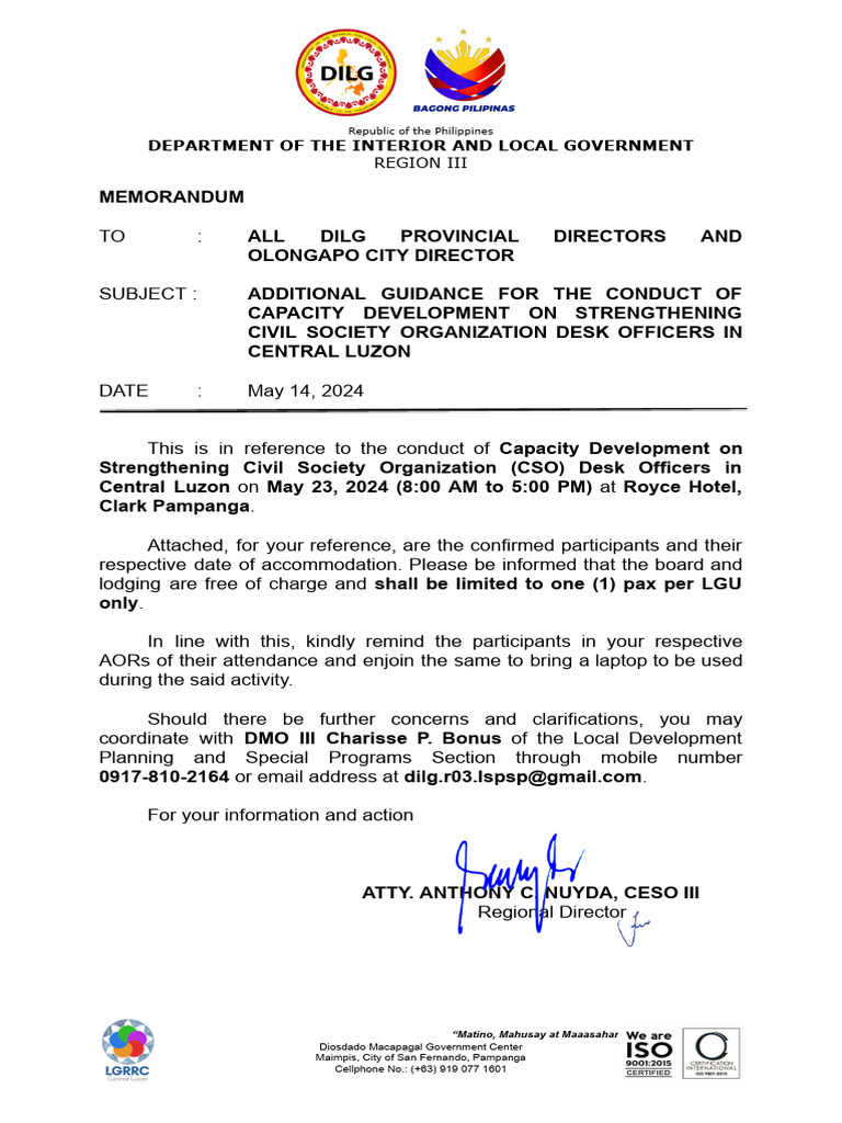 Memo CSO Desk Addtl | PDF