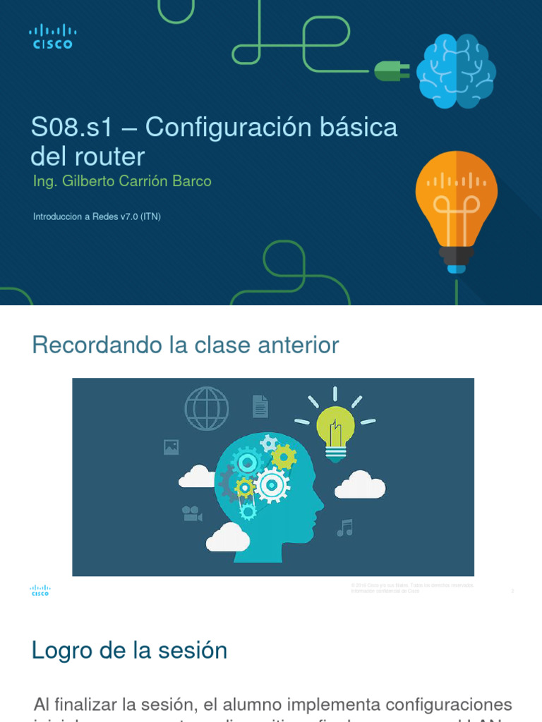 S08 - s1 - Configuración Básica Del Router | PDF | Enrutador (Computación) | Ciencias de la ...
