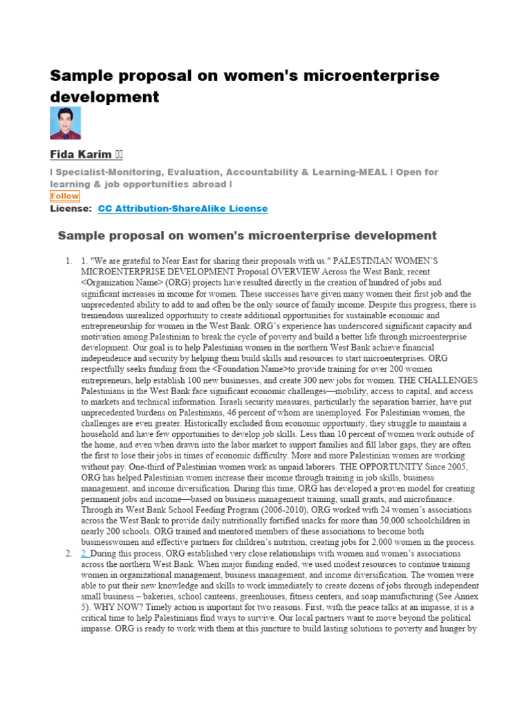 Women's Microenterprise Proposal | PDF | Entrepreneurship | Microcredit