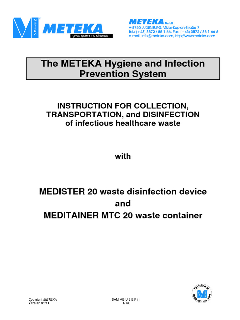 Instruction Collection - M20 - SAM MB U 5 E F11 | PDF | Waste | Infection