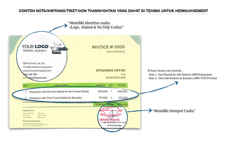Contoh Nota Transportasi untuk Reimbursement | PDF