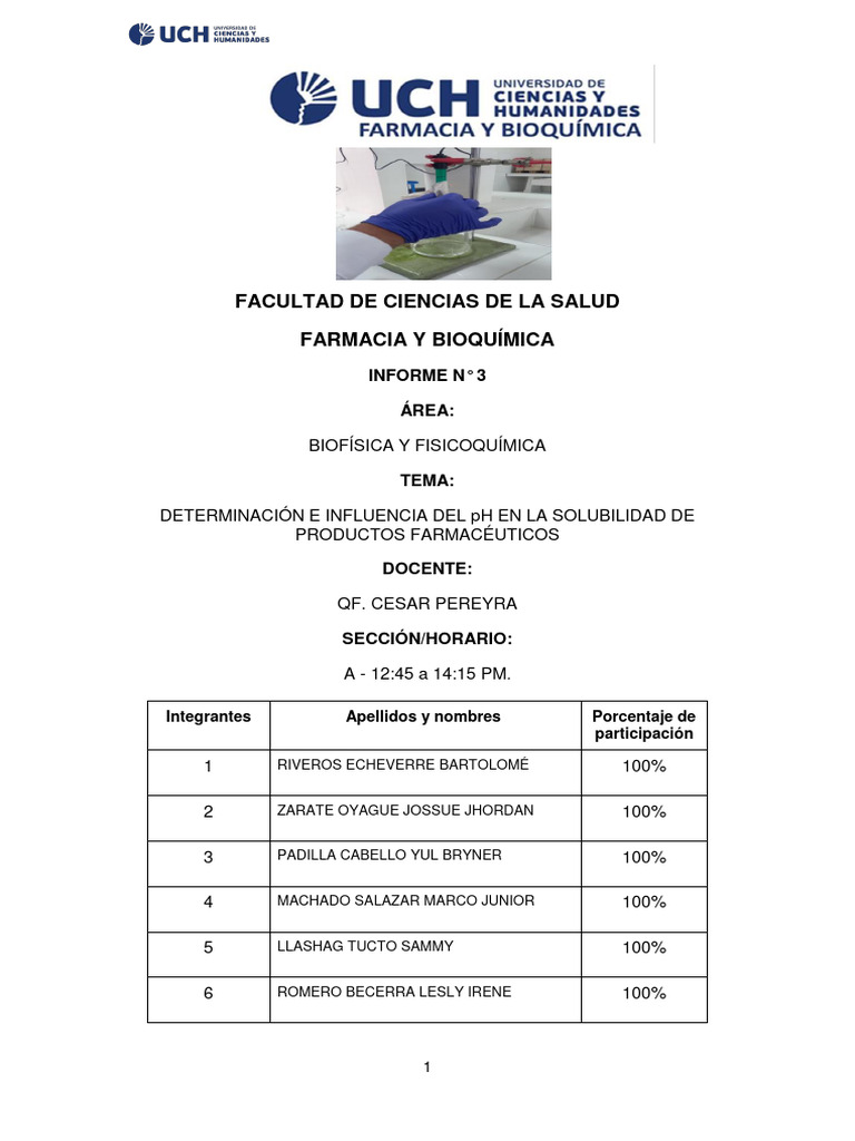 INFORME DE LABORATORIO | PDF | Ph | Enlace químico