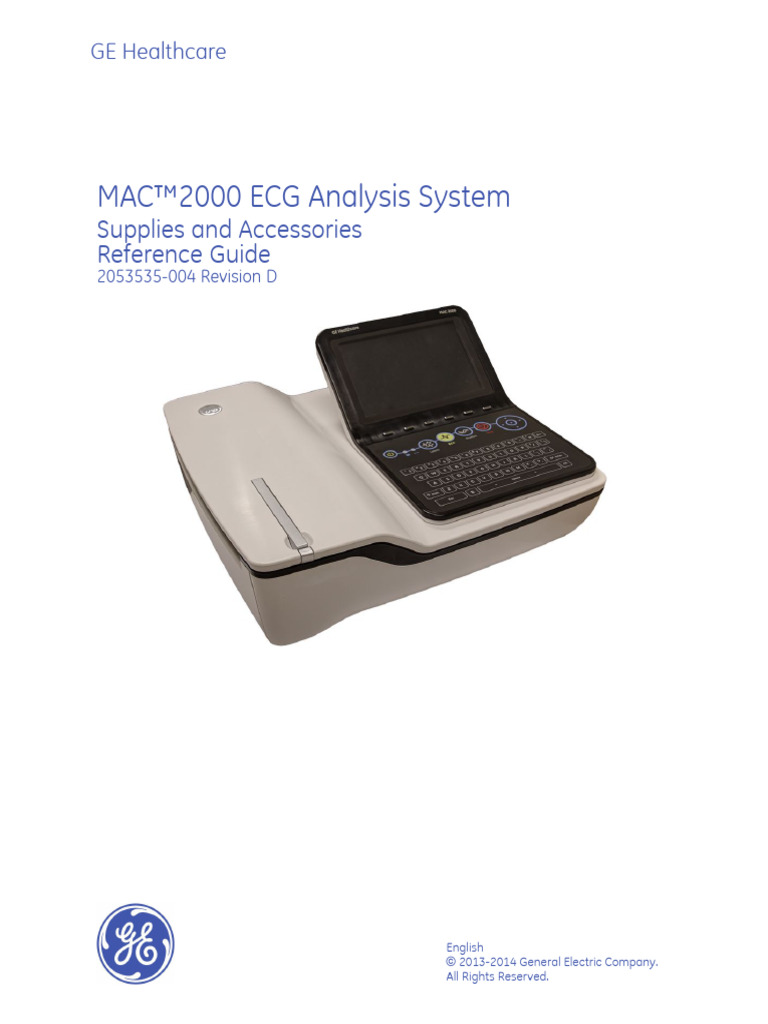 Mac 2000 Ecg Analysis System S&a Reference Guide - SM - 2053535-004 - D ...