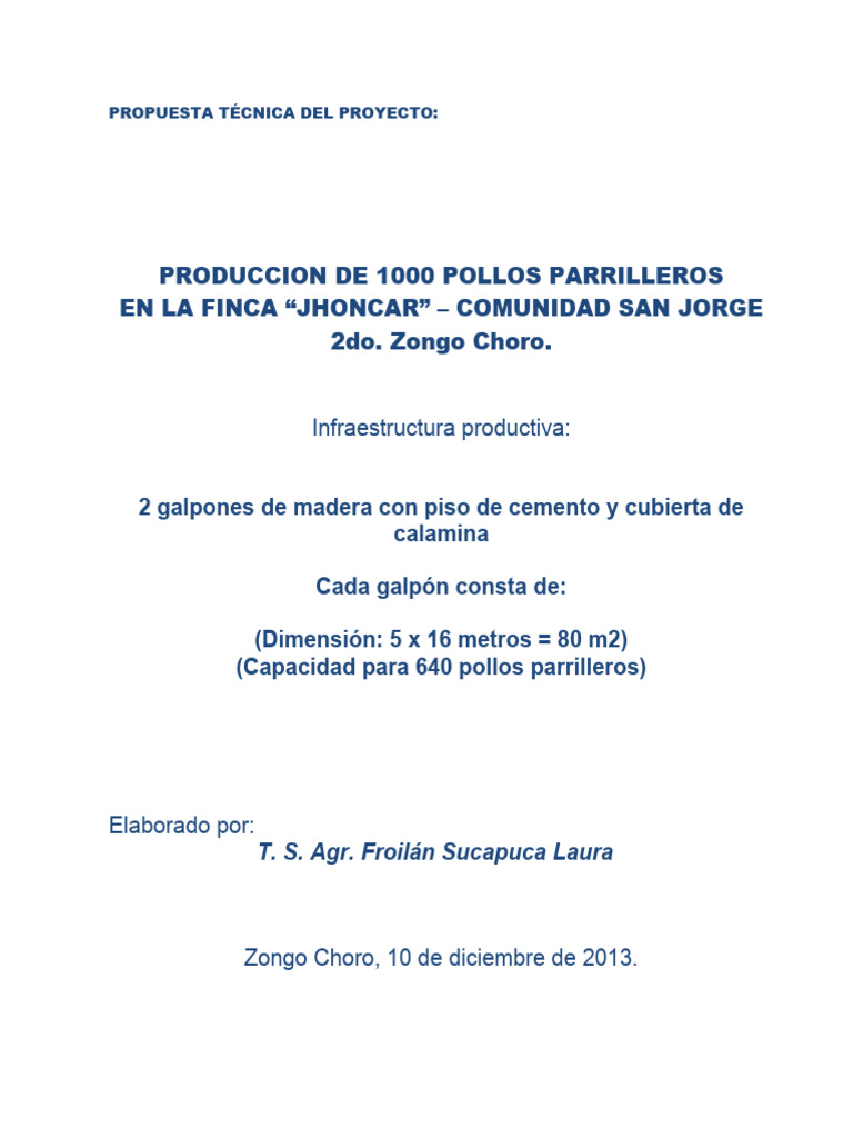proyecto pollos FROY 2014 | PDF | Pollo | Granjas