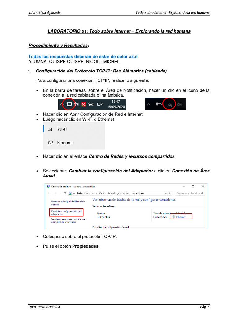 Lab 01 Todo Sobre Internet - Explorando La Red Humana | PDF | Red de computadoras | Protocolos ...