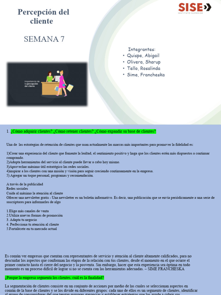 Percepción Del Cliente | PDF | Marketing | Negocios económicos