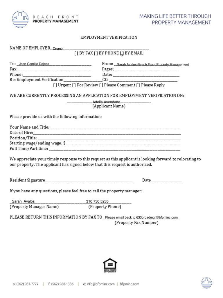 Aramco Employment Verification Request | PDF