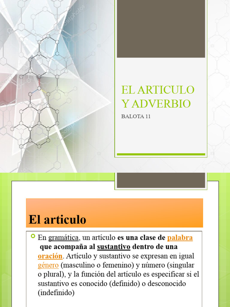 El Articulo y El Adverbio | PDF | Sustantivo | Adverbio