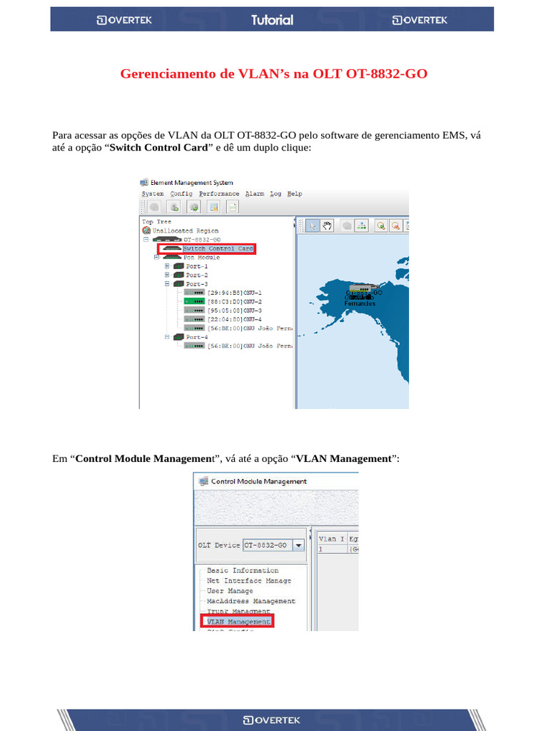 Gerenciamento de VLAN's Na OLT OT-8832-GO | PDF