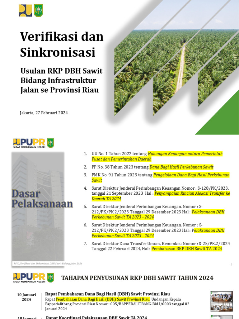PFID - Pembahasan DBH Sawit Bidang Jalan 27 Feb. 2024-1 | PDF ...