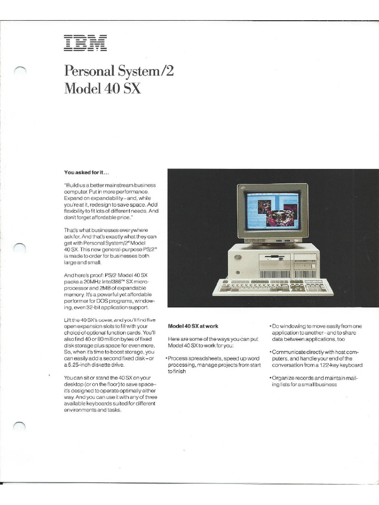 IBM - Personal System 2 Model 40 SX1 | PDF