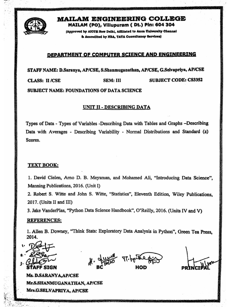 Unit 2 Fds Final | PDF | Level Of Measurement | Statistics