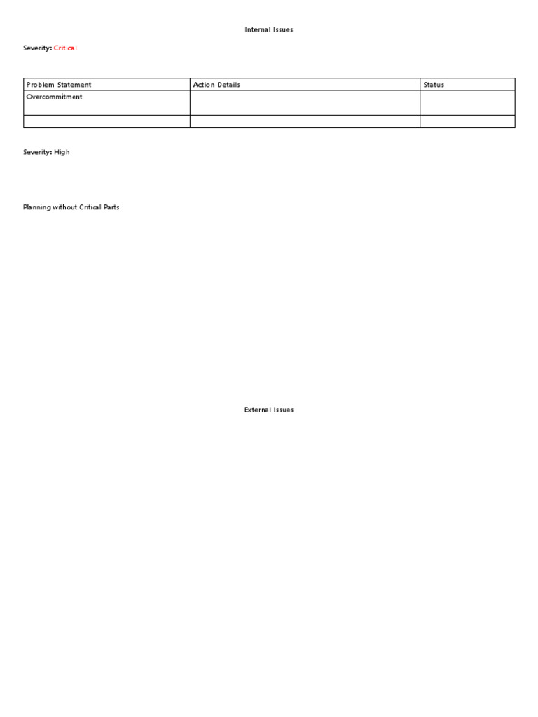 Critical Internal Issues Overview | PDF