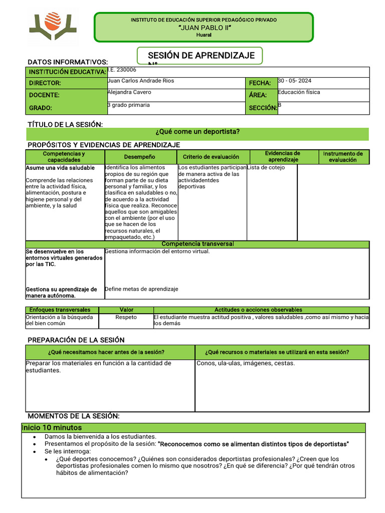 Sesion Tercer Grado | PDF | Aprendizaje | Evaluación