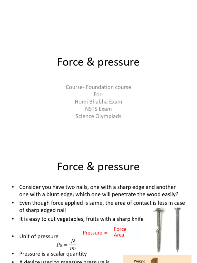 Force & Pressure | PDF
