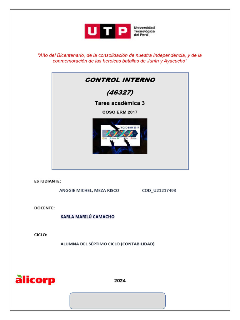 Tarea Académica 3 - Control Interno | PDF | Business | Planificación estratégica