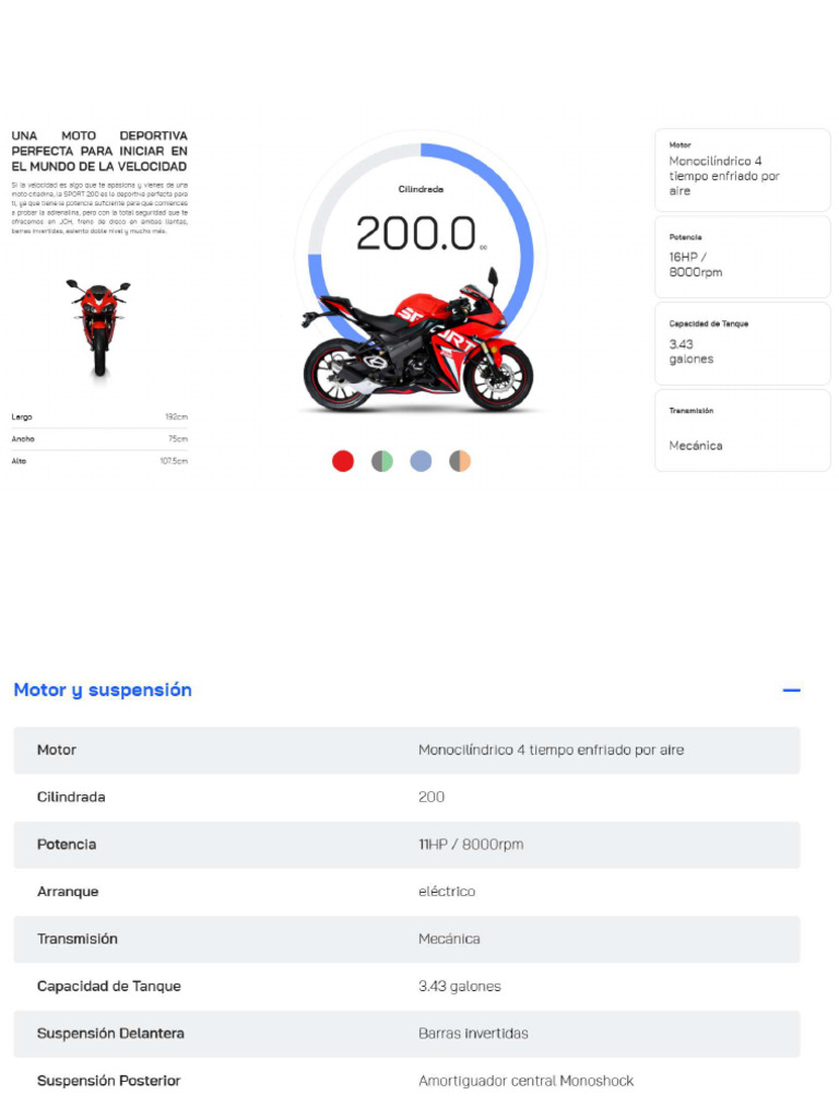Ficha Tecnica JCH Sport 200 | PDF