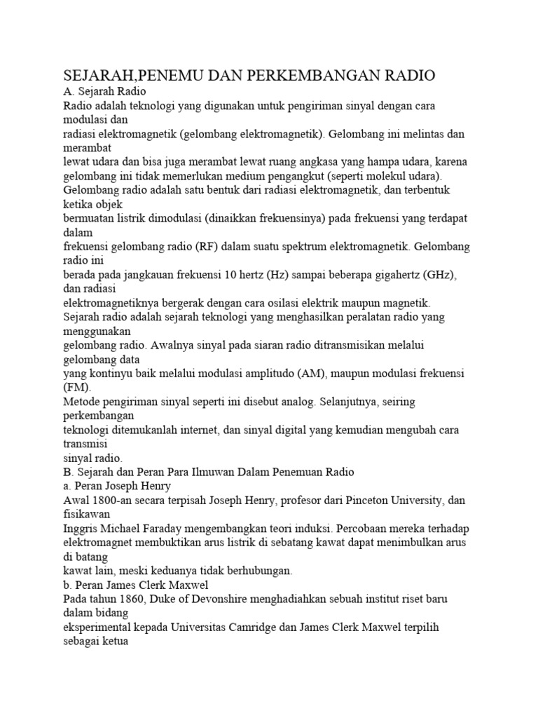Sejarah, Penemu Dan Perkembangan Radio | PDF | Ilmu Sosial | Perjalanan
