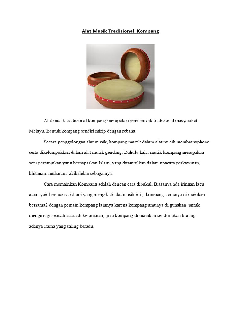 Alat Musik Tradisional Kompang | PDF | Seni