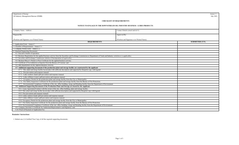 Annex C1 - Checklist of Requirements | PDF