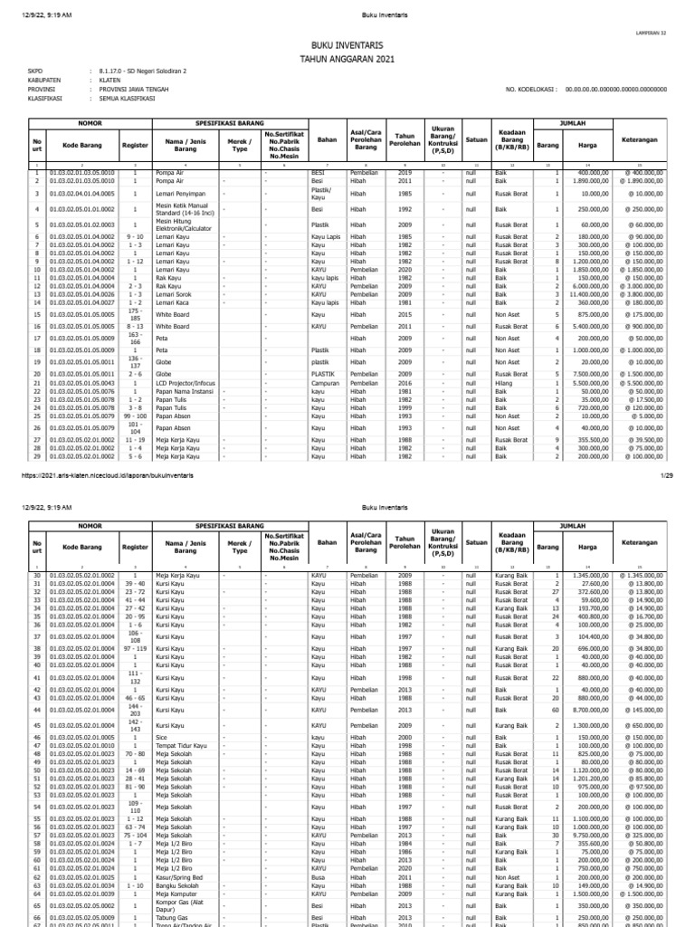 Buku Inventaris Barang | PDF