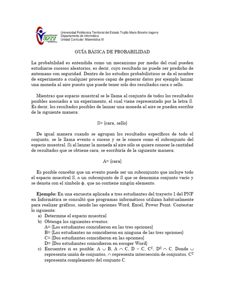 Guia Básica de Probabilidad | Descargar gratis PDF | Probabilidad ...