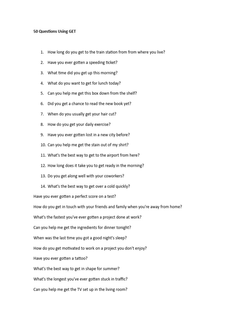 50 Questions Using GET | PDF